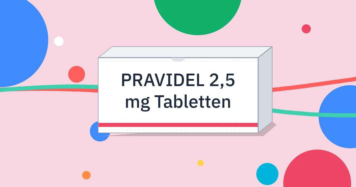 Symbolbild: Packung mit der Aufschrift PRAVIDEL 2,5 mg Tabletten (PZN 01982956) – Verfügbarkeit und Bezug in Apotheken in Frankfurt am Main