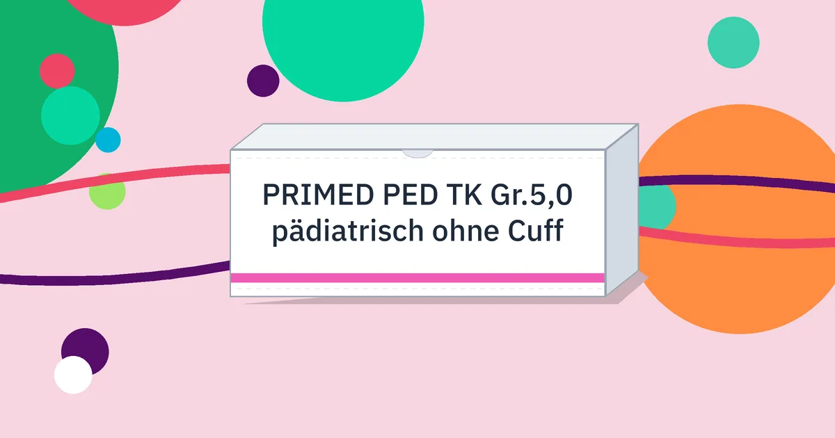Symbolbild: Packung mit der Aufschrift PRIMED PED TK Gr.5,0 pädiatrisch ohne Cuff (PZN 11108798) – Verfügbarkeit und Bezug in Apotheken in Frankfurt am Main