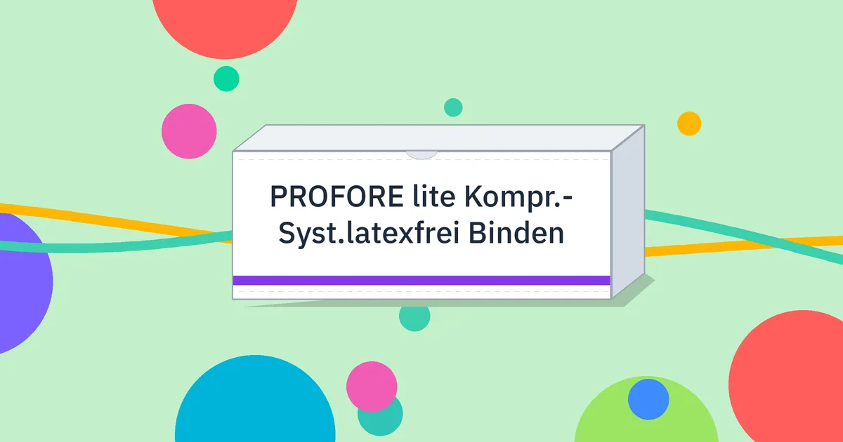 Symbolbild: Packung mit der Aufschrift PROFORE lite Kompr.-Syst.latexfrei Binden (PZN 02913199) – Verfügbarkeit und Bezug in Apotheken in Frankfurt am Main