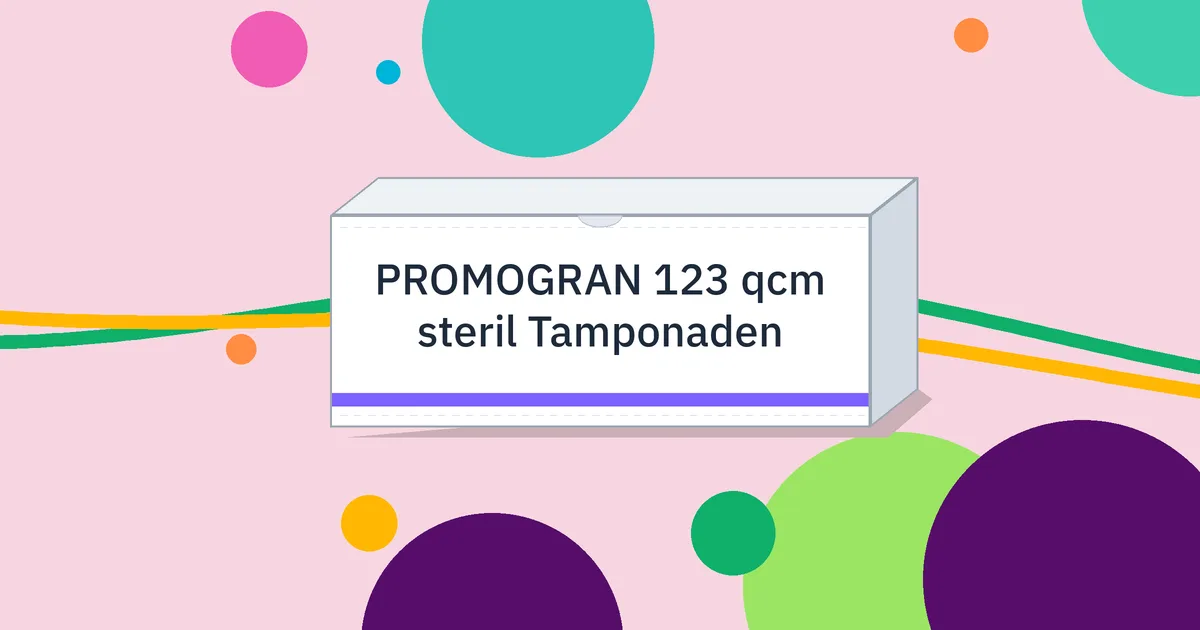 Symbolbild: Packung mit der Aufschrift PROMOGRAN 123 qcm steril Tamponaden (PZN 05123115) – Verfügbarkeit und Bezug in Apotheken in Frankfurt am Main