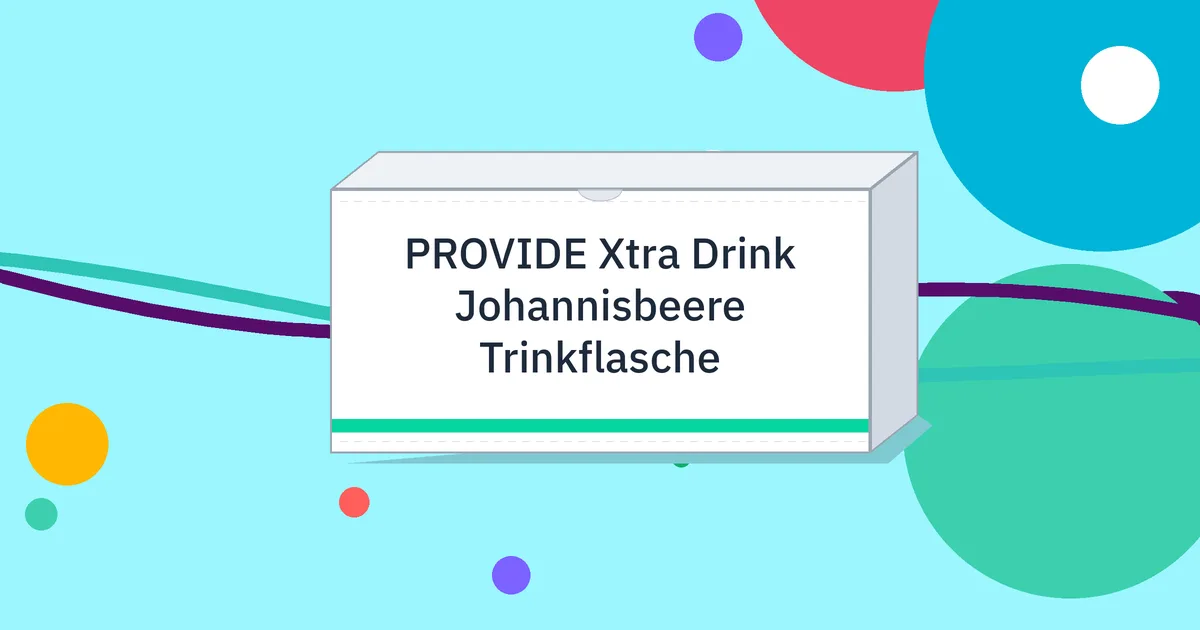 Symbolbild: Packung mit der Aufschrift PROVIDE Xtra Drink Johannisbeere Trinkflasche (PZN 06411939) – Verfügbarkeit und Bezug in Apotheken in Frankfurt am Main
