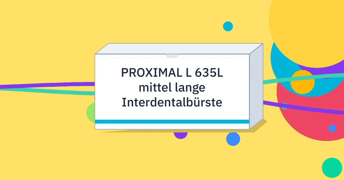 Symbolbild: Packung mit der Aufschrift PROXIMAL L 635L mittel lange Interdentalbürste (PZN 01355159) – Verfügbarkeit und Bezug in Apotheken in Frankfurt am Main