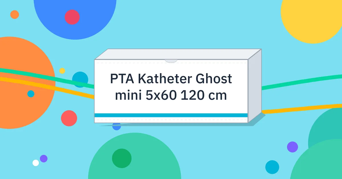 Symbolbild: Packung mit der Aufschrift PTA Katheter Ghost mini 5x60 120 cm (PZN 00142958) – Verfügbarkeit und Bezug in Apotheken in Frankfurt am Main