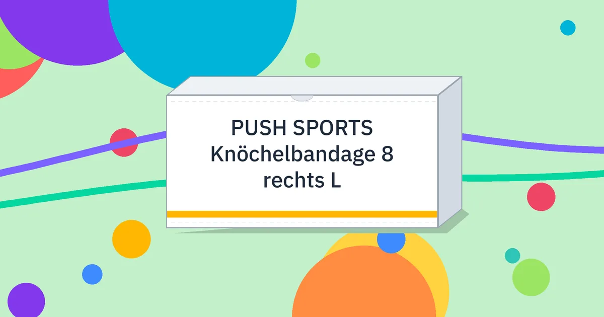 Symbolbild: Packung mit der Aufschrift PUSH SPORTS Knöchelbandage 8 rechts L (PZN 16724065) – Verfügbarkeit und Bezug in Apotheken in Frankfurt am Main