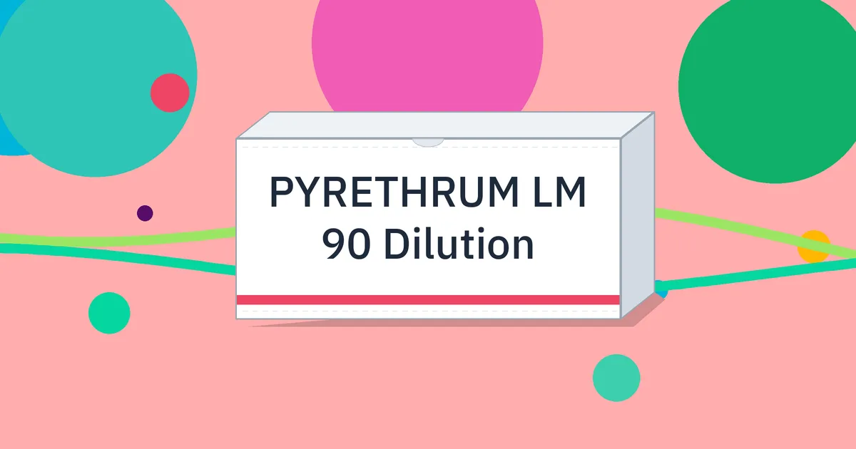 Symbolbild: Packung mit der Aufschrift PYRETHRUM LM 90 Dilution (PZN 13672043) – Verfügbarkeit und Bezug in Apotheken in Frankfurt am Main