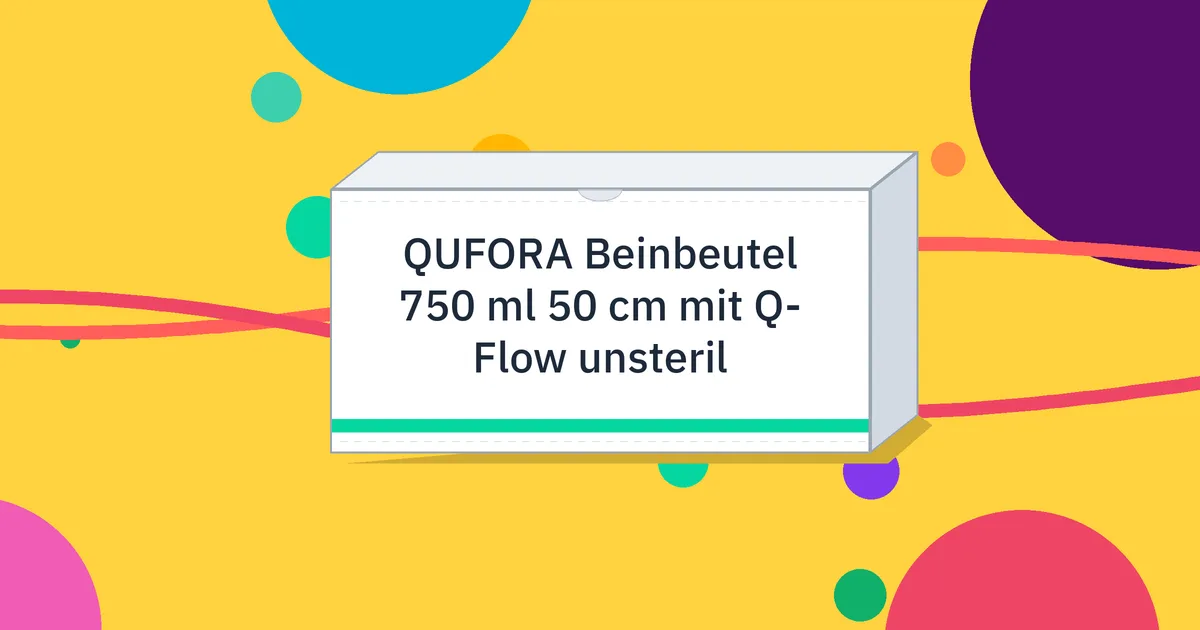 Symbolbild: Packung mit der Aufschrift QUFORA Beinbeutel 750 ml 50 cm mit Q-Flow unsteril (PZN 09223368) – Verfügbarkeit und Bezug in Apotheken in Frankfurt am Main