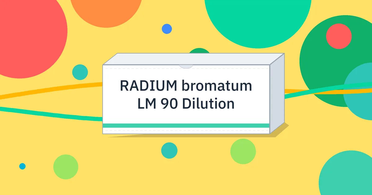 Symbolbild: Packung mit der Aufschrift RADIUM bromatum LM 90 Dilution (PZN 13046110) – Verfügbarkeit und Bezug in Apotheken in Frankfurt am Main