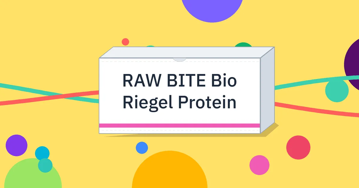 Symbolbild: Packung mit der Aufschrift RAW BITE Bio Riegel Protein (PZN 14337128) – Verfügbarkeit und Bezug in Apotheken in Frankfurt am Main