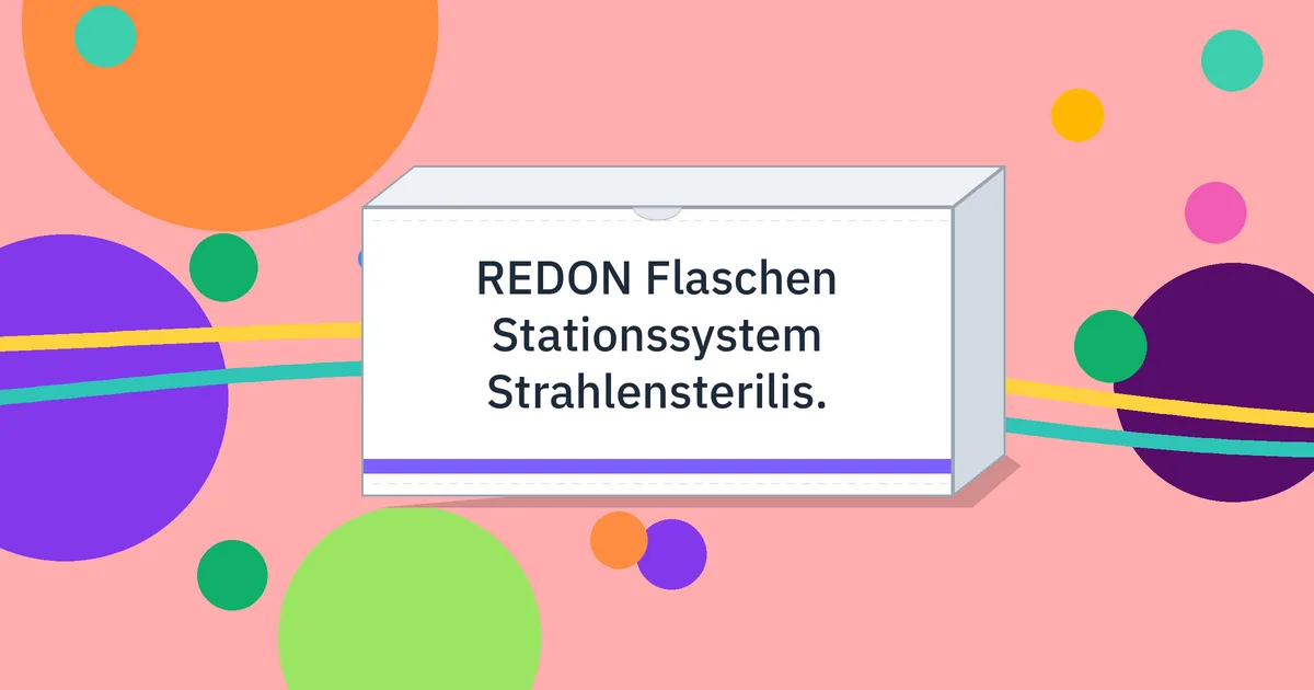 Symbolbild: Packung mit der Aufschrift REDON Flaschen Stationssystem Strahlensterilis. (PZN 01461594) – Verfügbarkeit und Bezug in Apotheken in Frankfurt am Main