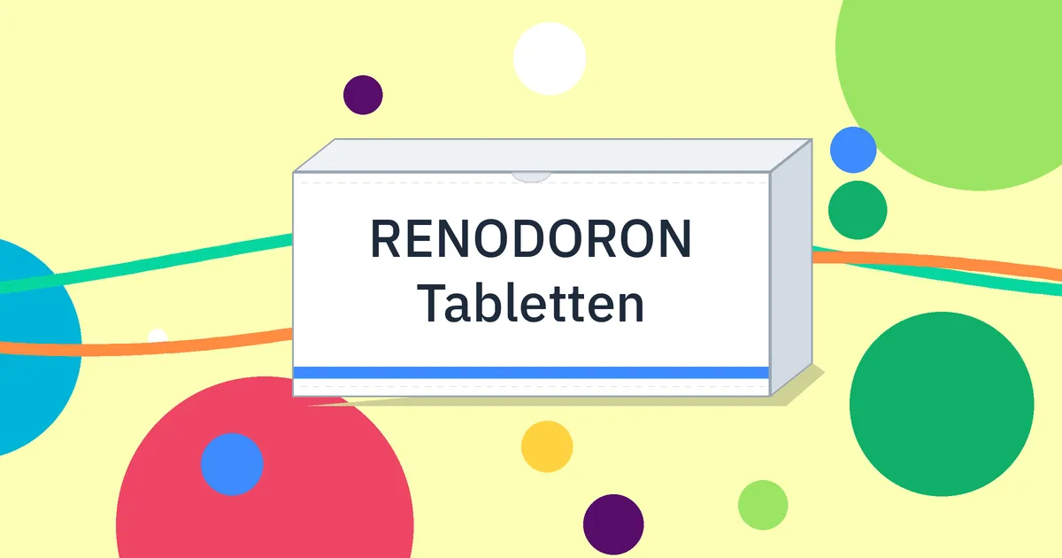 Symbolbild: Packung mit der Aufschrift RENODORON Tabletten (PZN 08525222) – Verfügbarkeit und Bezug in Apotheken in Frankfurt am Main