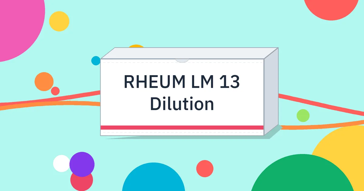 Symbolbild: Packung mit der Aufschrift RHEUM LM 13 Dilution (PZN 13049479) – Verfügbarkeit und Bezug in Apotheken in Frankfurt am Main