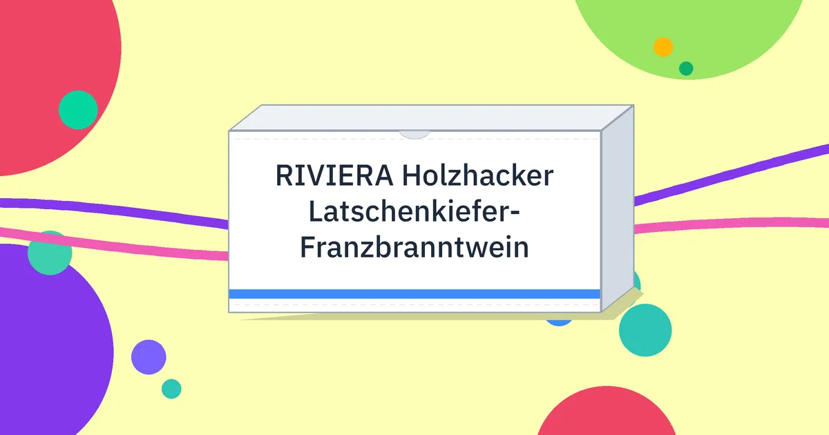 Symbolbild: Packung mit der Aufschrift RIVIERA Holzhacker Latschenkiefer-Franzbranntwein (PZN 09180050) – Verfügbarkeit und Bezug in Apotheken in Frankfurt am Main