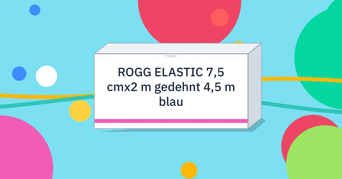 Symbolbild: Packung mit der Aufschrift ROGG ELASTIC 7,5 cmx2 m gedehnt 4,5 m blau (PZN 15301606) – Verfügbarkeit und Bezug in Apotheken in Frankfurt am Main