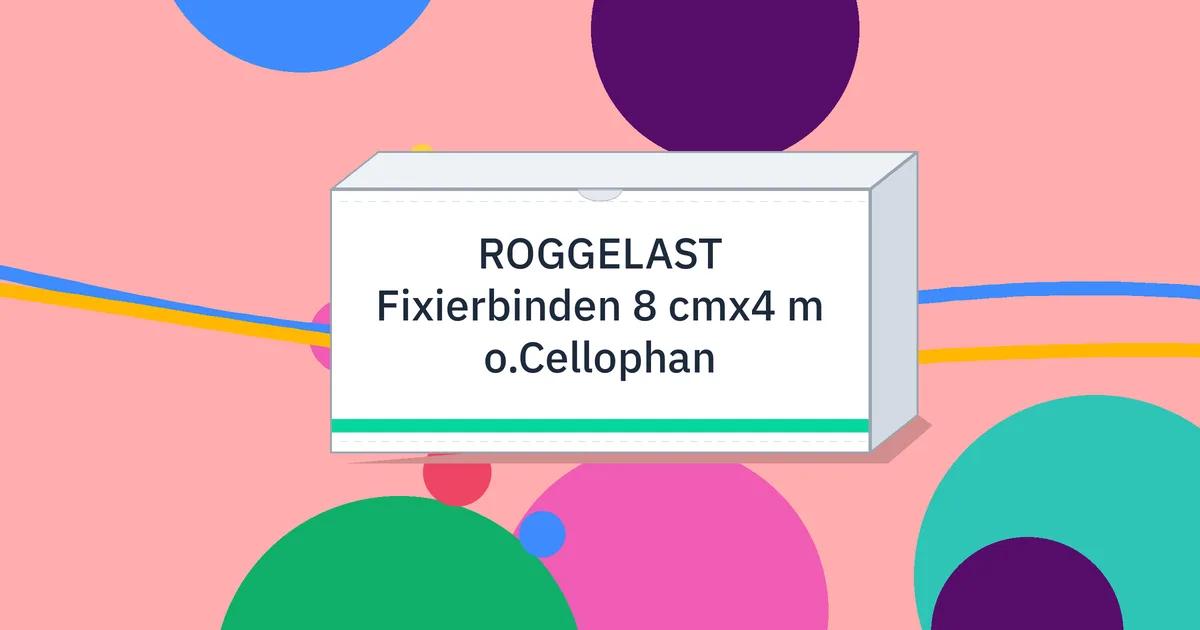 Symbolbild: Packung mit der Aufschrift ROGGELAST Fixierbinden 8 cmx4 m o.Cellophan (PZN 08601288) – Verfügbarkeit und Bezug in Apotheken in Frankfurt am Main