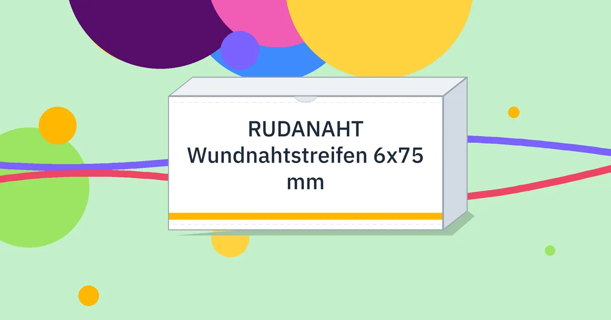 Symbolbild: Packung mit der Aufschrift RUDANAHT Wundnahtstreifen 6x75 mm (PZN 15892719) – Verfügbarkeit und Bezug in Apotheken in Frankfurt am Main