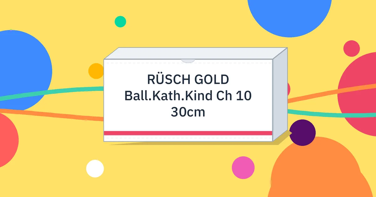 Symbolbild: Packung mit der Aufschrift RÜSCH GOLD Ball.Kath.Kind Ch 10 30cm (PZN 10085500) – Verfügbarkeit und Bezug in Apotheken in Frankfurt am Main