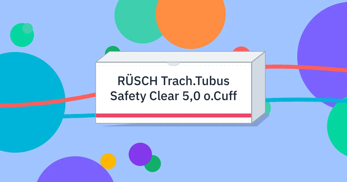 Symbolbild: Packung mit der Aufschrift RÜSCH Trach.Tubus Safety Clear 5,0 o.Cuff (PZN 04247571) – Verfügbarkeit und Bezug in Apotheken in Frankfurt am Main