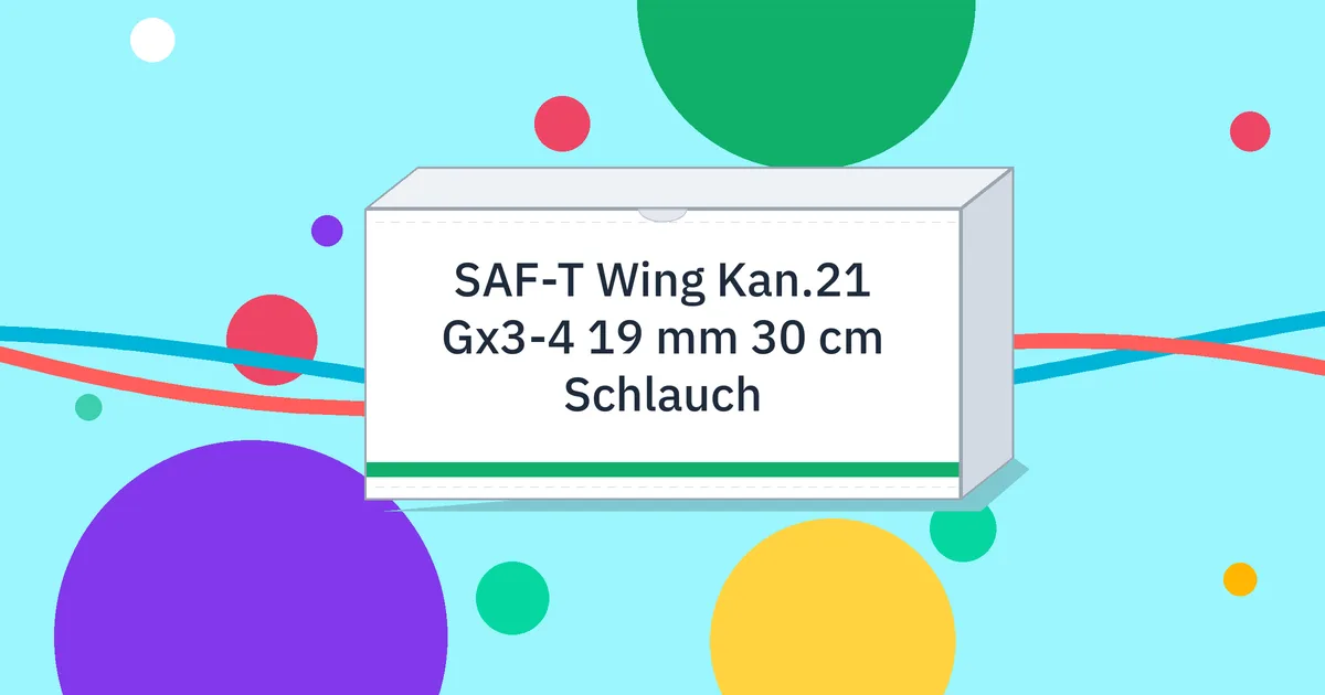 Symbolbild: Packung mit der Aufschrift SAF-T Wing Kan.21 Gx3-4 19 mm 30 cm Schlauch (PZN 07734739) – Verfügbarkeit und Bezug in Apotheken in Frankfurt am Main