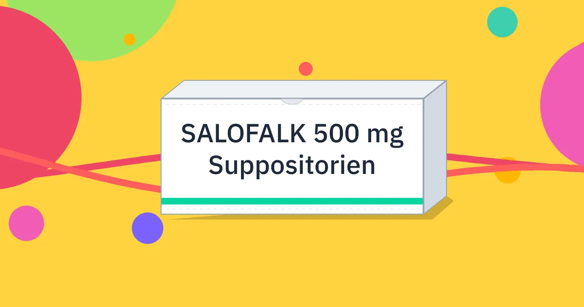 Symbolbild: Packung mit der Aufschrift SALOFALK 500 mg Suppositorien (PZN 14033279) – Verfügbarkeit und Bezug in Apotheken in Frankfurt am Main