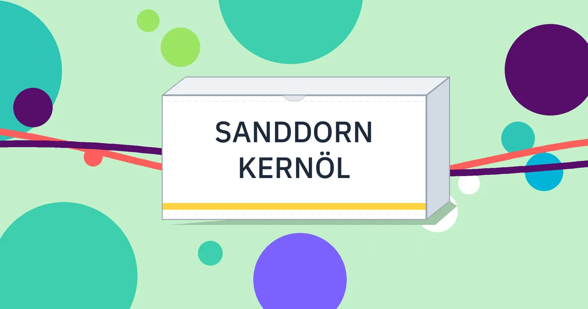 Symbolbild: Packung mit der Aufschrift SANDDORN KERNÖL (PZN 19778191) – Verfügbarkeit und Bezug in Apotheken in Frankfurt am Main