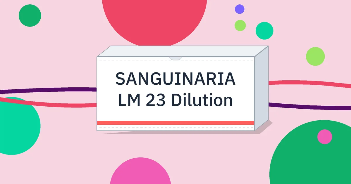 Symbolbild: Packung mit der Aufschrift SANGUINARIA LM 23 Dilution (PZN 13180972) – Verfügbarkeit und Bezug in Apotheken in Frankfurt am Main