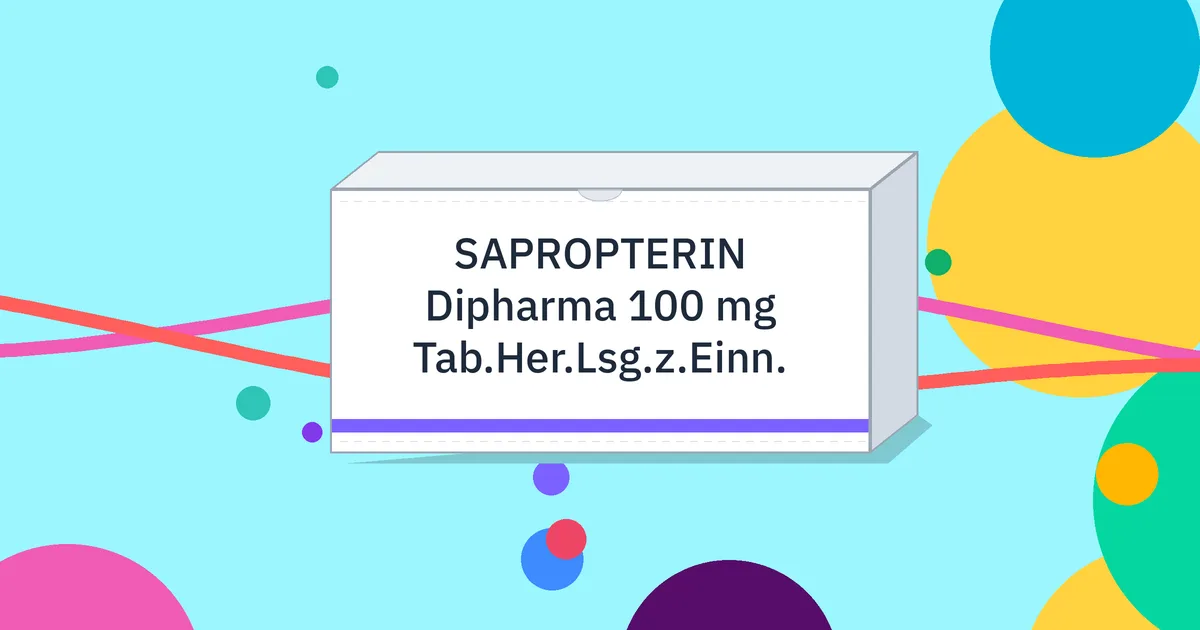 Symbolbild: Packung mit der Aufschrift SAPROPTERIN Dipharma 100 mg Tab.Her.Lsg.z.Einn. (PZN 19270713) – Verfügbarkeit und Bezug in Apotheken in Frankfurt am Main
