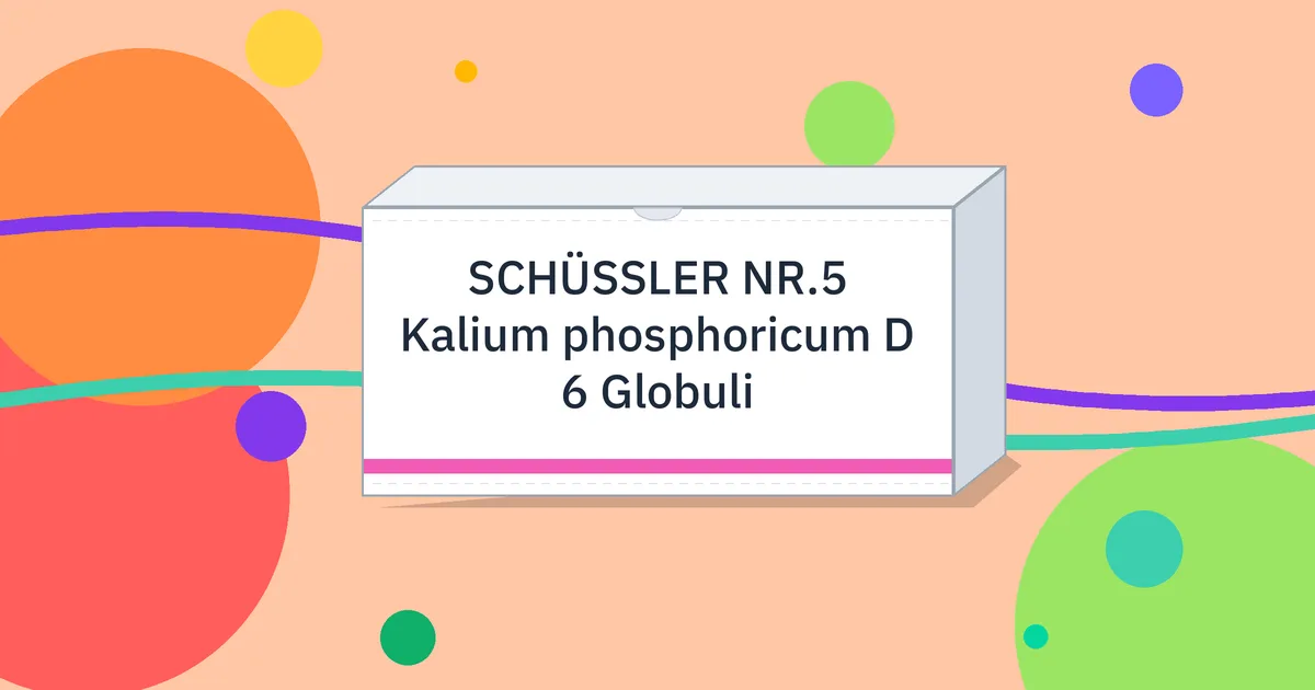 Symbolbild: Packung mit der Aufschrift SCHÜSSLER NR.5 Kalium phosphoricum D 6 Globuli (PZN 18111875) – Verfügbarkeit und Bezug in Apotheken in Frankfurt am Main