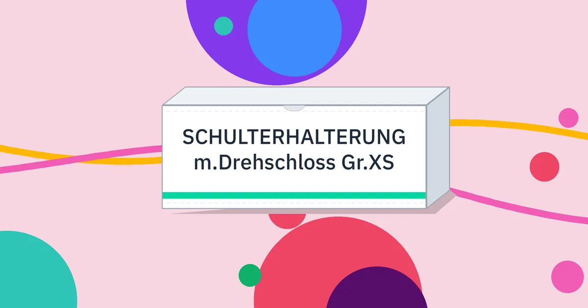 Symbolbild: Packung mit der Aufschrift SCHULTERHALTERUNG m.Drehschloss Gr.XS (PZN 11567980) – Verfügbarkeit und Bezug in Apotheken in Frankfurt am Main