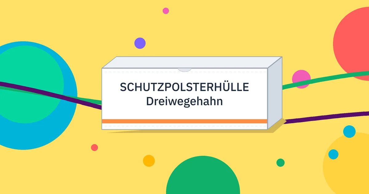 Symbolbild: Packung mit der Aufschrift SCHUTZPOLSTERHÜLLE Dreiwegehahn (PZN 04209843) – Verfügbarkeit und Bezug in Apotheken in Frankfurt am Main