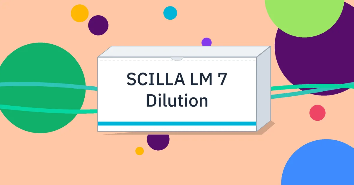 Symbolbild: Packung mit der Aufschrift SCILLA LM 7 Dilution (PZN 13183924) – Verfügbarkeit und Bezug in Apotheken in Frankfurt am Main