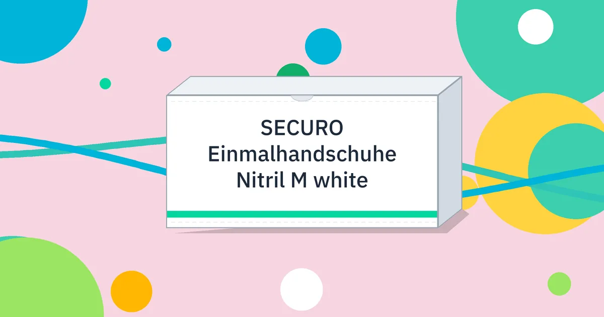 Symbolbild: Packung mit der Aufschrift SECURO Einmalhandschuhe Nitril M white (PZN 18822174) – Verfügbarkeit und Bezug in Apotheken in Frankfurt am Main