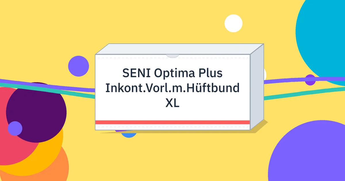 Symbolbild: Packung mit der Aufschrift SENI Optima Plus Inkont.Vorl.m.Hüftbund XL (PZN 18012481) – Verfügbarkeit und Bezug in Apotheken in Frankfurt am Main
