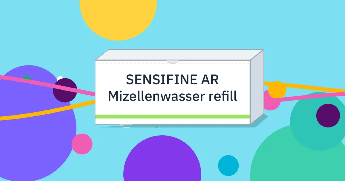 Symbolbild: Packung mit der Aufschrift SENSIFINE AR Mizellenwasser refill (PZN 20787953) – Verfügbarkeit und Bezug in Apotheken in Frankfurt am Main