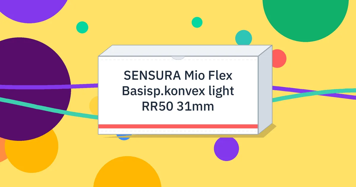 Symbolbild: Packung mit der Aufschrift SENSURA Mio Flex Basisp.konvex light RR50 31mm (PZN 10857954) – Verfügbarkeit und Bezug in Apotheken in Frankfurt am Main