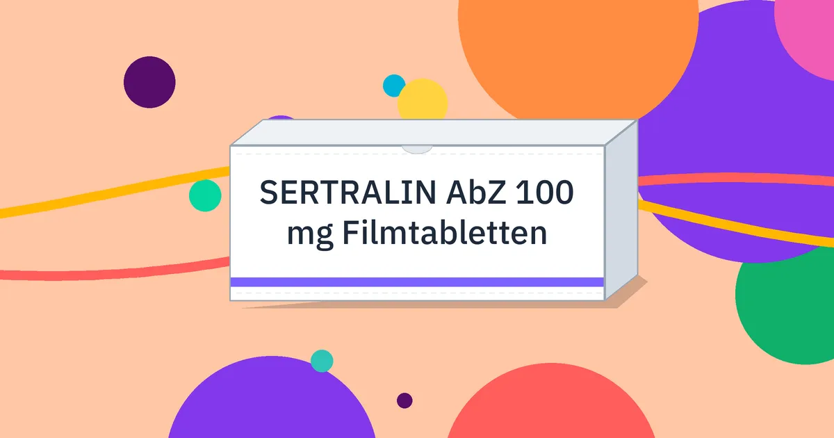 Symbolbild: Packung mit der Aufschrift SERTRALIN AbZ 100 mg Filmtabletten (PZN 00031199) – Verfügbarkeit und Bezug in Apotheken in Frankfurt am Main