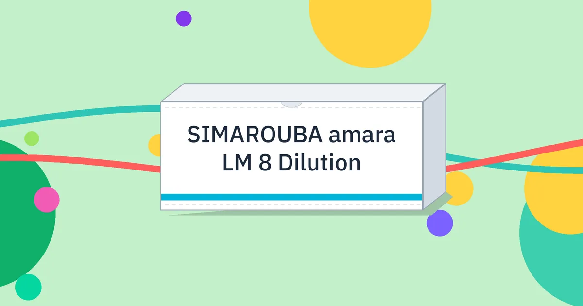 Symbolbild: Packung mit der Aufschrift SIMAROUBA amara LM 8 Dilution (PZN 13679878) – Verfügbarkeit und Bezug in Apotheken in Frankfurt am Main