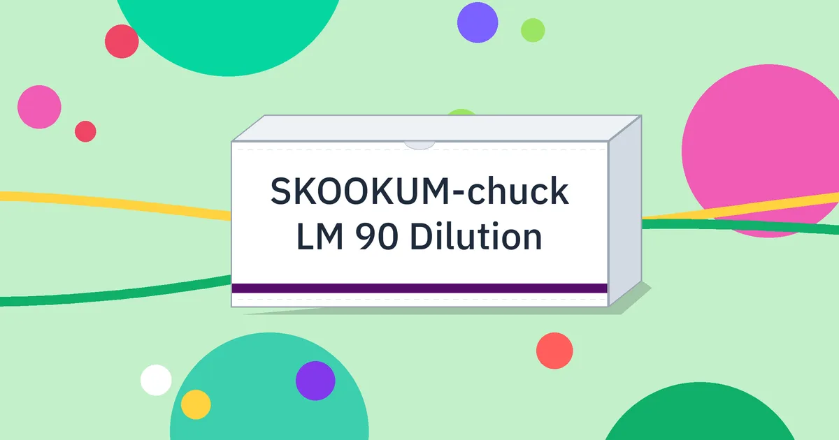 Symbolbild: Packung mit der Aufschrift SKOOKUM-chuck LM 90 Dilution (PZN 13191823) – Verfügbarkeit und Bezug in Apotheken in Frankfurt am Main