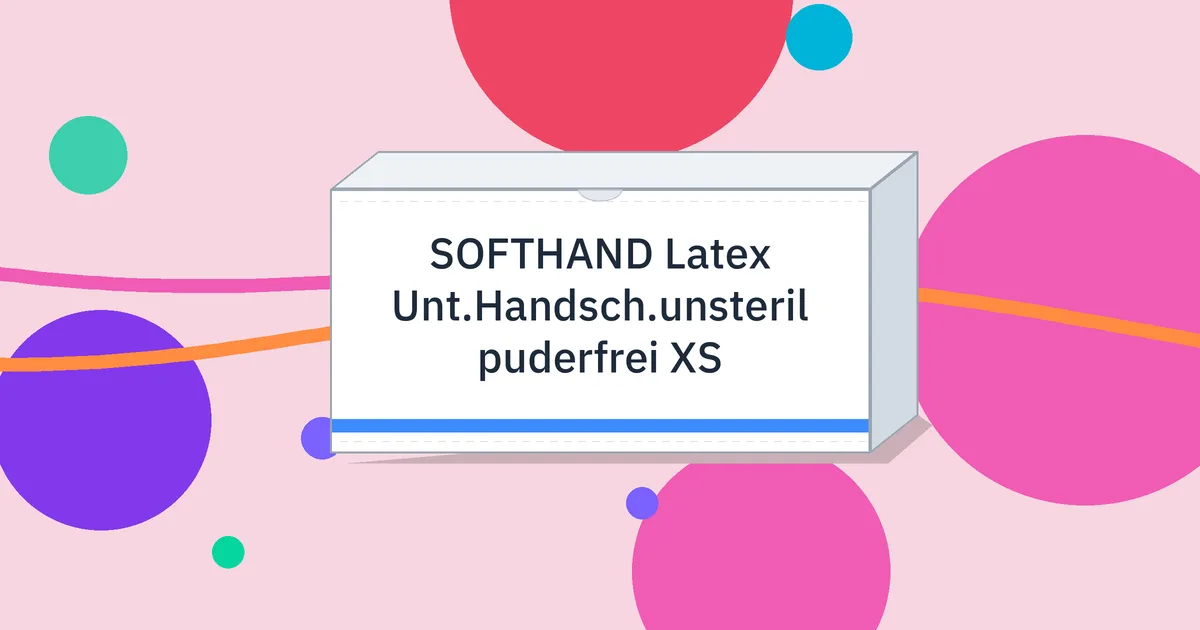 Symbolbild: Packung mit der Aufschrift SOFTHAND Latex Unt.Handsch.unsteril puderfrei XS (PZN 08843092) – Verfügbarkeit und Bezug in Apotheken in Frankfurt am Main