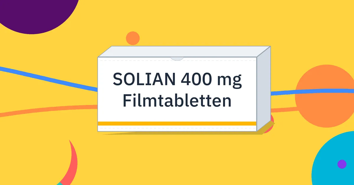 Symbolbild: Packung mit der Aufschrift SOLIAN 400 mg Filmtabletten (PZN 01827440) – Verfügbarkeit und Bezug in Apotheken in Frankfurt am Main