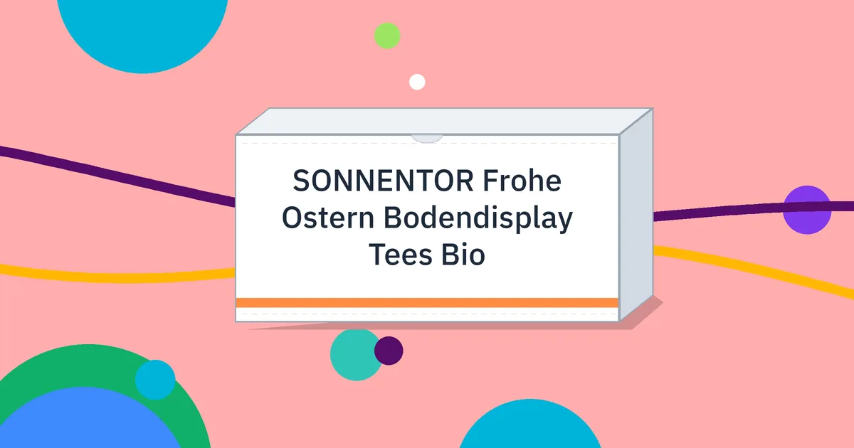 Symbolbild: Packung mit der Aufschrift SONNENTOR Frohe Ostern Bodendisplay Tees Bio (PZN 18904073) – Verfügbarkeit und Bezug in Apotheken in Frankfurt am Main