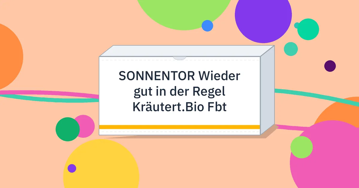 Symbolbild: Packung mit der Aufschrift SONNENTOR Wieder gut in der Regel Kräutert.Bio Fbt (PZN 18903381) – Verfügbarkeit und Bezug in Apotheken in Frankfurt am Main