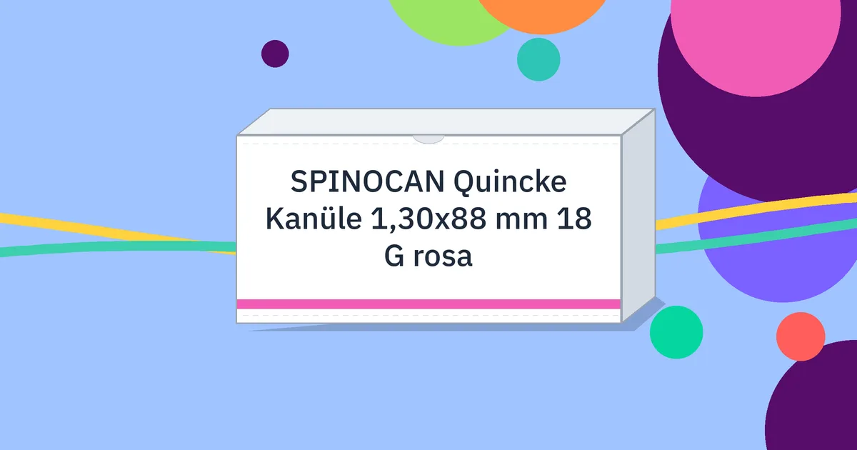 Symbolbild: Packung mit der Aufschrift SPINOCAN Quincke Kanüle 1,30x88 mm 18 G rosa (PZN 06592869) – Verfügbarkeit und Bezug in Apotheken in Frankfurt am Main