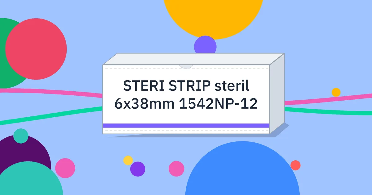 Symbolbild: Packung mit der Aufschrift STERI STRIP steril 6x38mm 1542NP-12 (PZN 19507233) – Verfügbarkeit und Bezug in Apotheken in Frankfurt am Main
