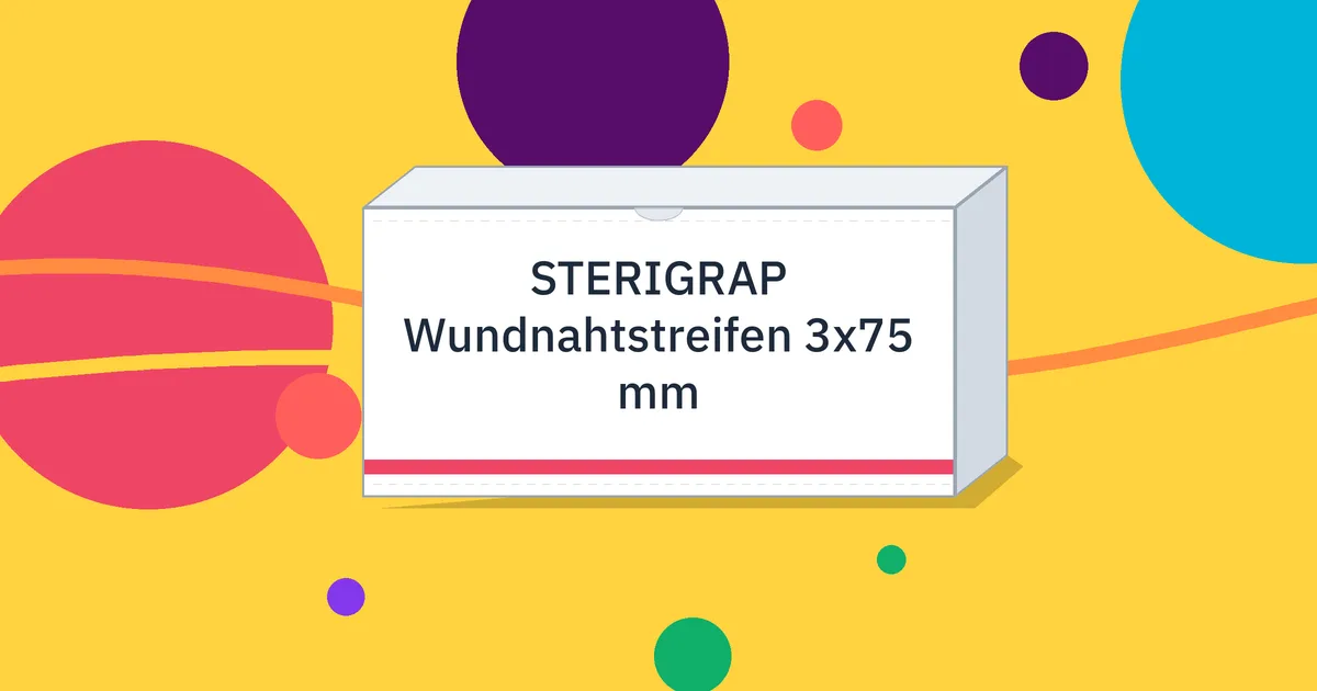 Symbolbild: Packung mit der Aufschrift STERIGRAP Wundnahtstreifen 3x75 mm (PZN 20129078) – Verfügbarkeit und Bezug in Apotheken in Frankfurt am Main