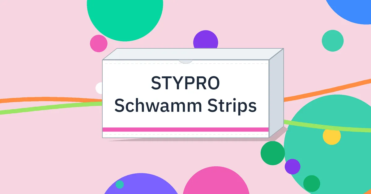 Symbolbild: Packung mit der Aufschrift STYPRO Schwamm Strips (PZN 02164208) – Verfügbarkeit und Bezug in Apotheken in Frankfurt am Main