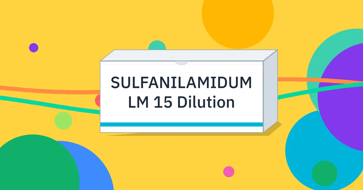 Symbolbild: Packung mit der Aufschrift SULFANILAMIDUM LM 15 Dilution (PZN 13209090) – Verfügbarkeit und Bezug in Apotheken in Frankfurt am Main