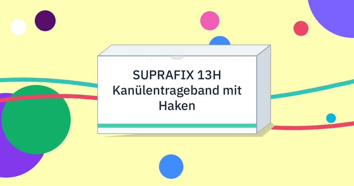 Symbolbild: Packung mit der Aufschrift SUPRAFIX 13H Kanülentrageband mit Haken (PZN 03896379) – Verfügbarkeit und Bezug in Apotheken in Frankfurt am Main