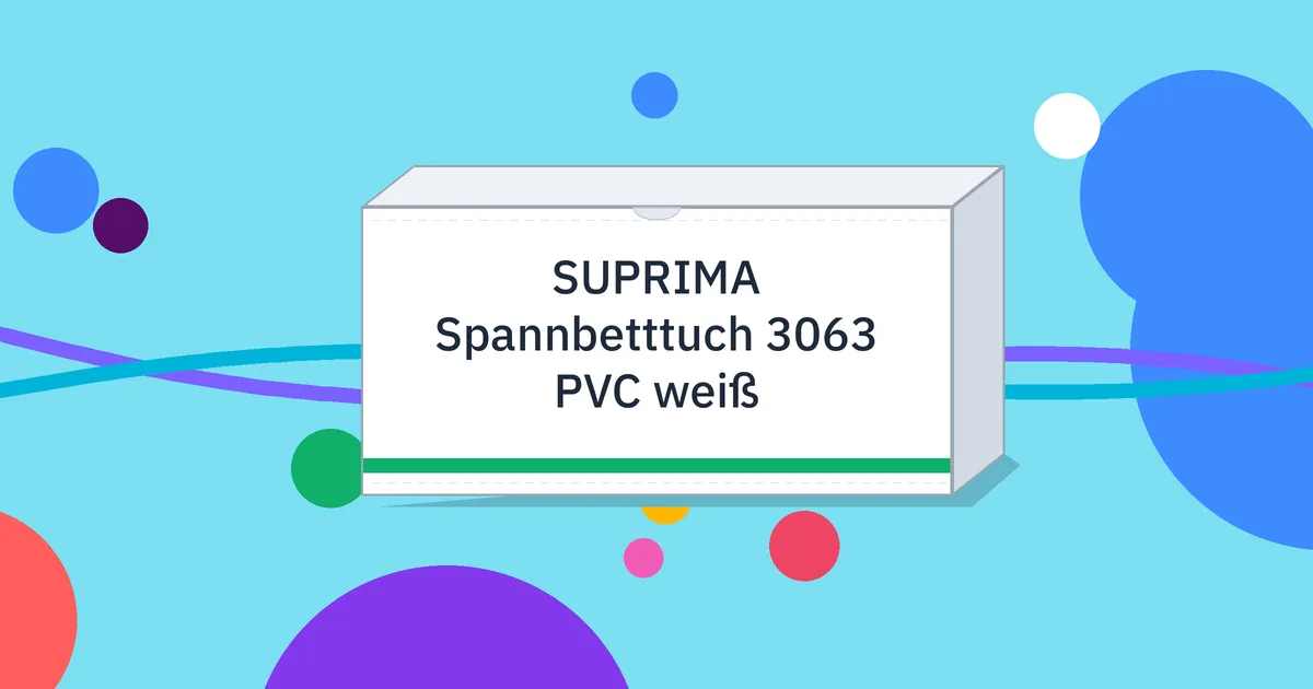 Symbolbild: Packung mit der Aufschrift SUPRIMA Spannbetttuch 3063 PVC weiß (PZN 07673251) – Verfügbarkeit und Bezug in Apotheken in Frankfurt am Main