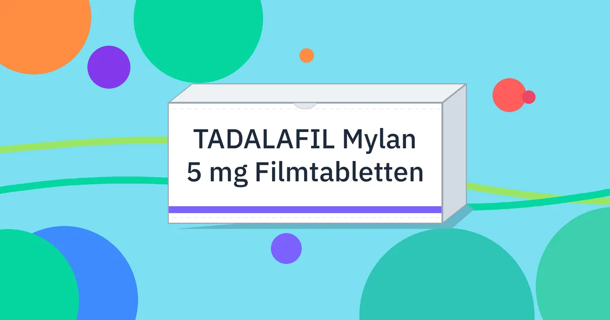 Symbolbild: Packung mit der Aufschrift TADALAFIL Mylan 5 mg Filmtabletten (PZN 12869097) – Verfügbarkeit und Bezug in Apotheken in Frankfurt am Main
