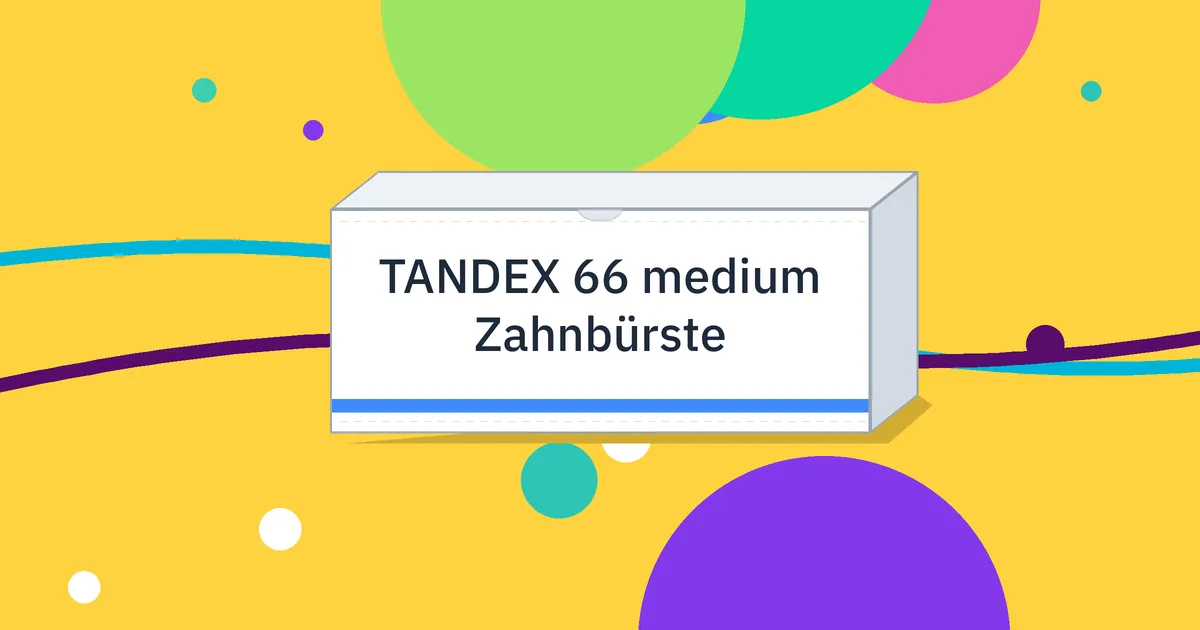 Symbolbild: Packung mit der Aufschrift TANDEX 66 medium Zahnbürste (PZN 15528853) – Verfügbarkeit und Bezug in Apotheken in Frankfurt am Main
